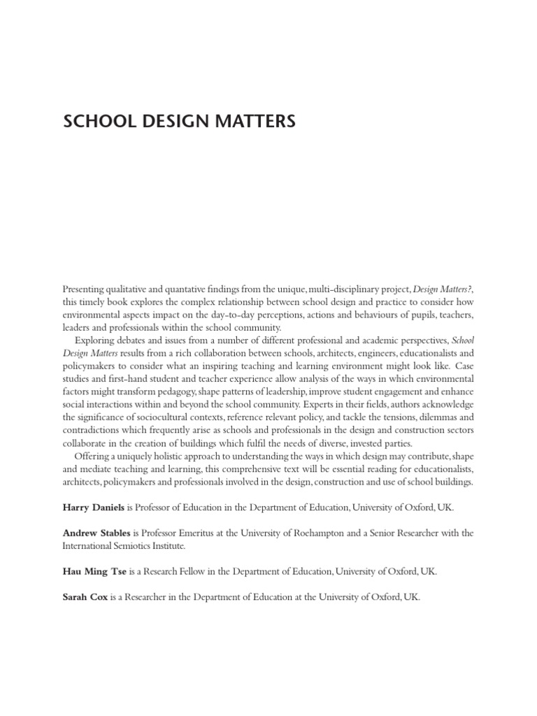 2019-School Design Matters | PDF | Design | Pedagogy
