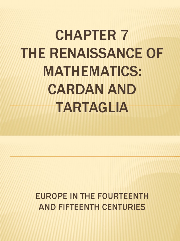 The Renaissance of Mathematics: Key Figures and Discoveries in Solving ...