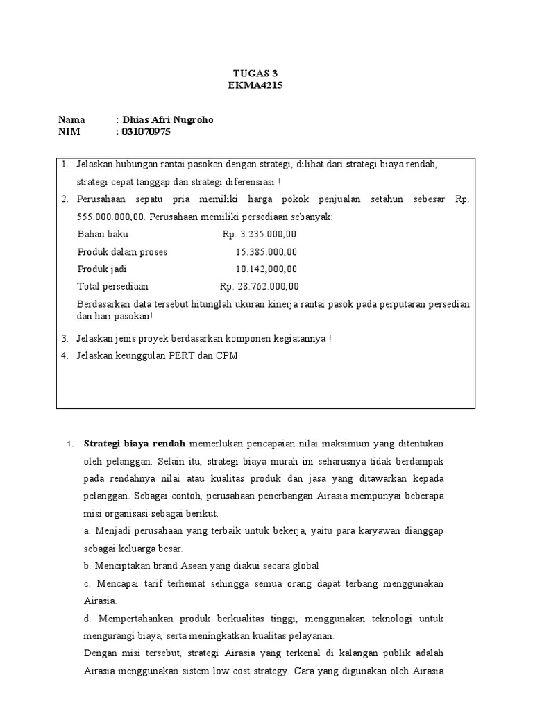 Soal EKMA4215 Tugas3 | PDF
