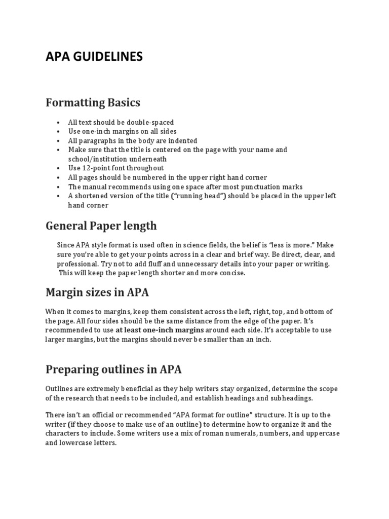 Apa Guidelines: Formatting Basics | Download Free PDF | Apa Style | Citation