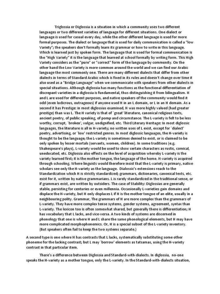 Triglossia Definition | PDF | Dialect | Linguistics