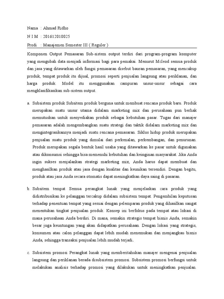 Si - Ahmad Ridho | PDF