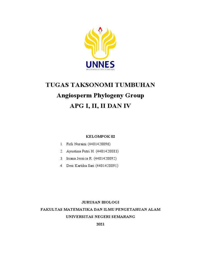 Kelompok 02 - Pbioc2 - Tugas Pohon Filogeni Apg I, II, II Dan IV | PDF | Botany | Plants