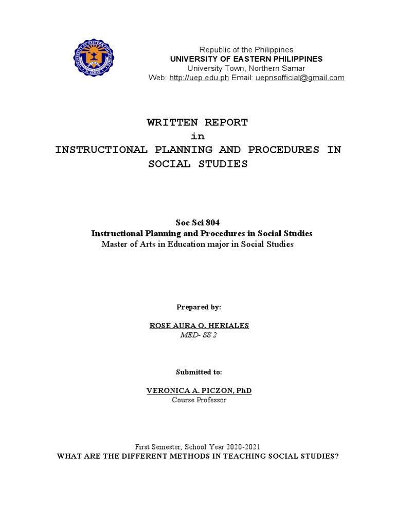 Written Report in Instructional Planning | PDF | Teachers | Learning