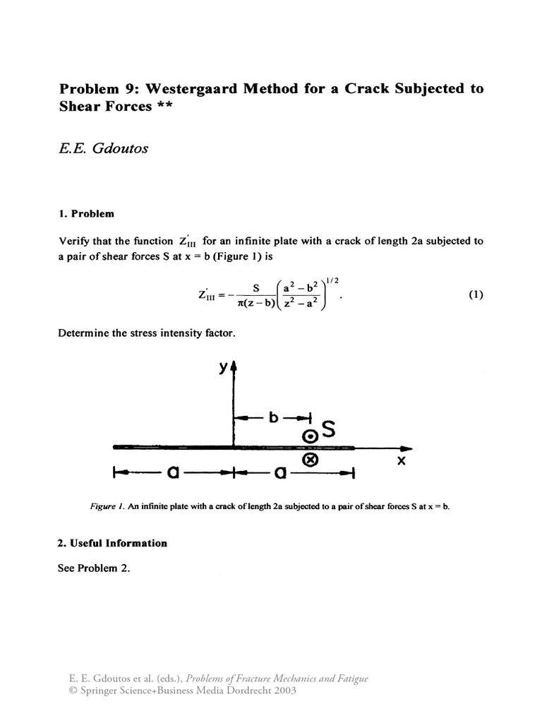 Gdoutos, Westergaard Method For A Crack Subjected To Shear Forces | PDF ...