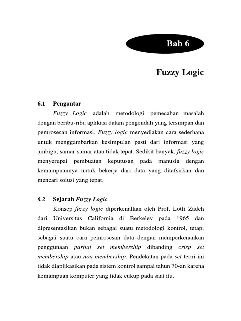 #6 Fuzzy Logic | PDF | Karier & Perkembangan | Teknologi & Rekayasa