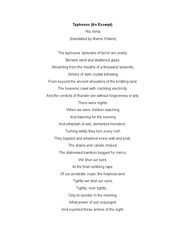 Typhoons (An Excerpt) Rio Alma | PDF
