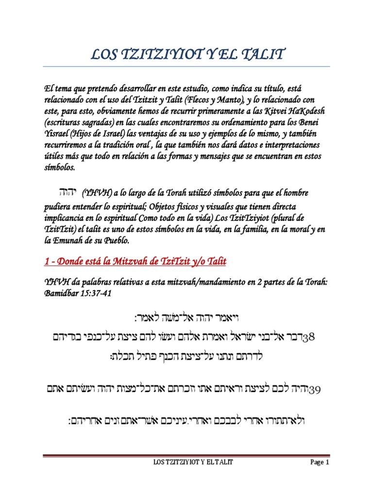 Significado y Uso del Tzitzit y Talit | PDF | Judios y judaísmo ...