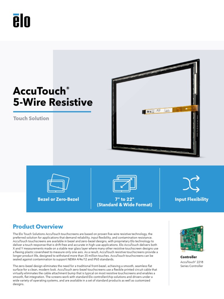 Accutouch 5-Wire Resistive: Product Overview | PDF | Touchscreen