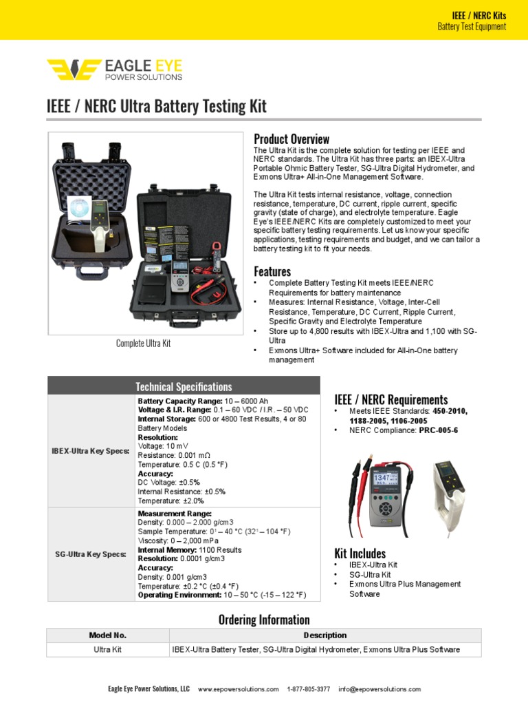 IEEE / NERC Ultra Battery Testing Kit: Product Overview | PDF ...