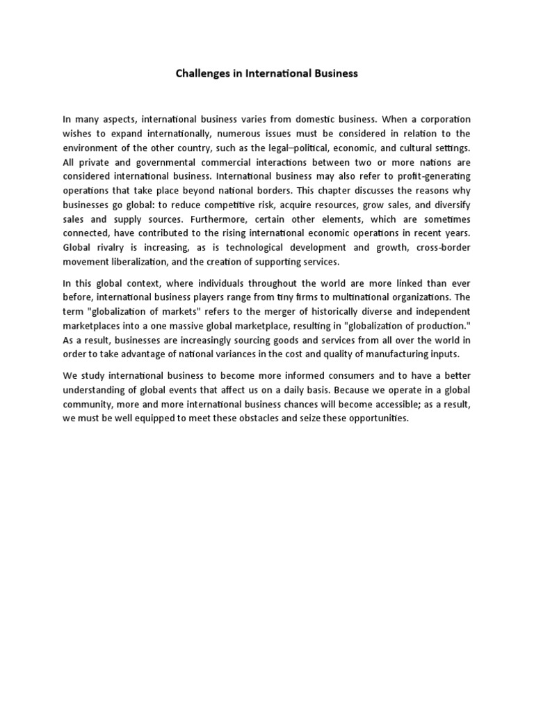 Challenges in International Business | PDF