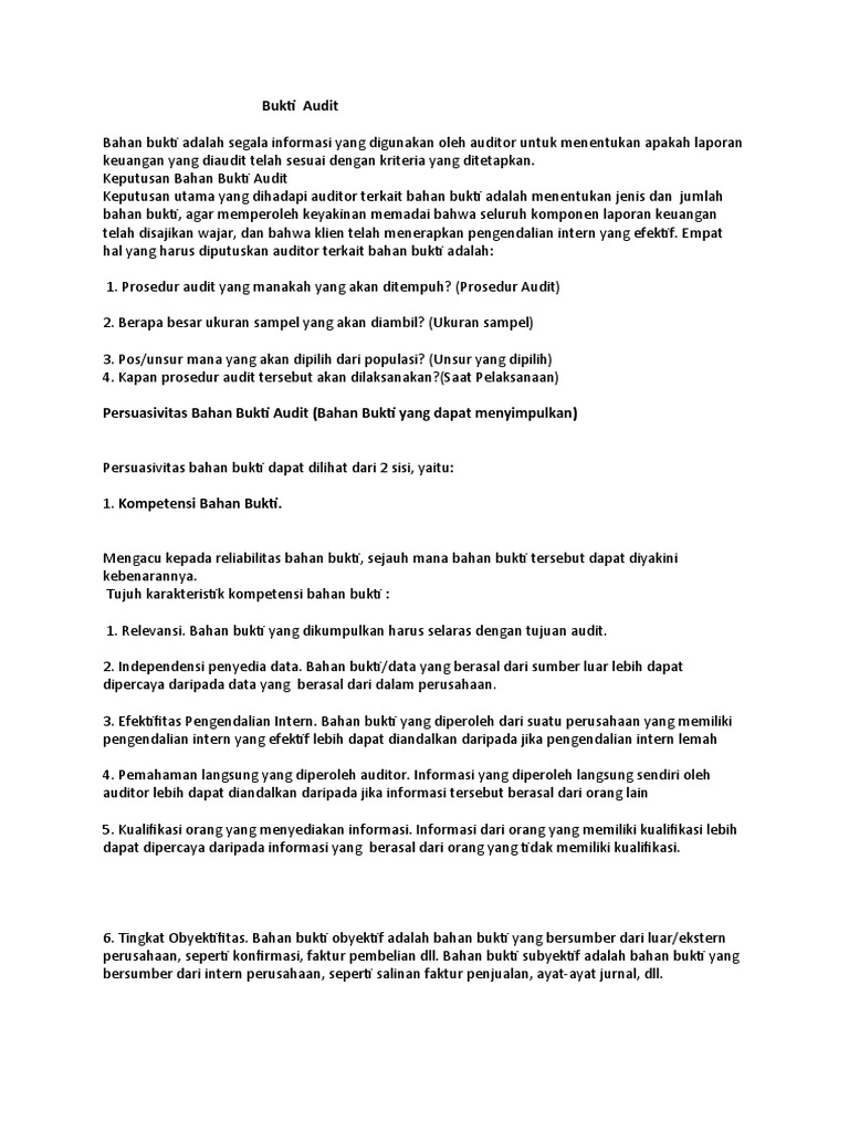 Resume Bukti Audit | PDF | Bisnis | Pengelolaan Keuangan & Uang