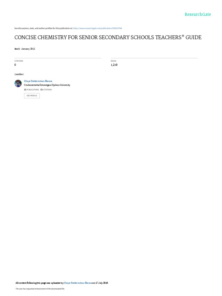 Concise Chemistry For Senior Secondary Schoolteachers Guide | PDF ...