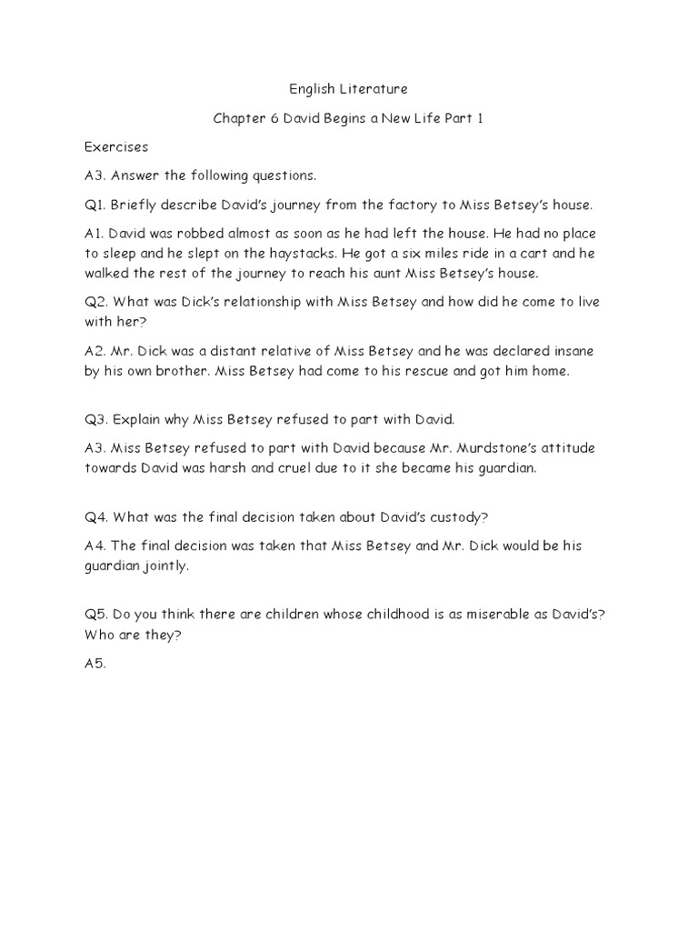 David's New Life with Miss Betsey | PDF