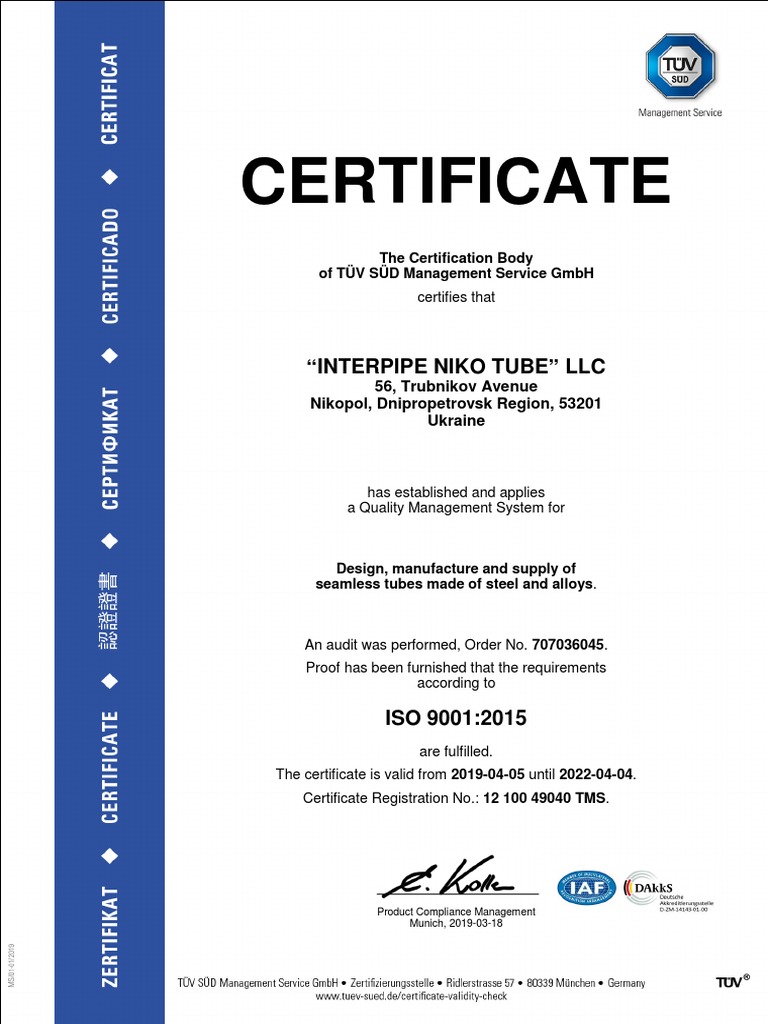 Interpipe Iso 9001-2015 | PDF