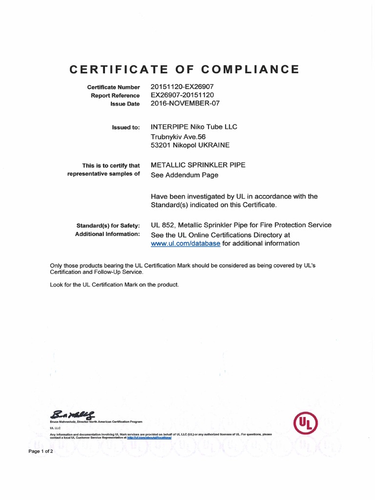INTERPIPE UL Certificate | PDF