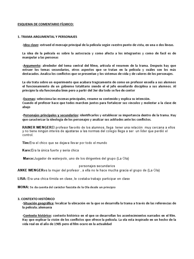 Esquema Comentario Película - Adaptado | PDF