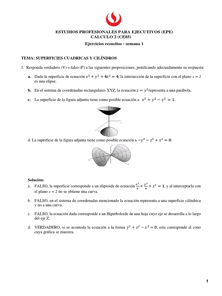 2 Hoja de Ejercicios Resueltos Semana 1 | PDF | Geometría analítica | Colector