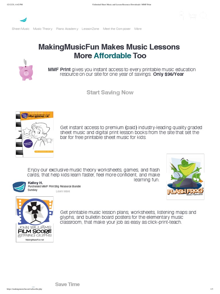Unlimited Sheet Music and Lesson Resource Downloads - MMF Print | PDF ...