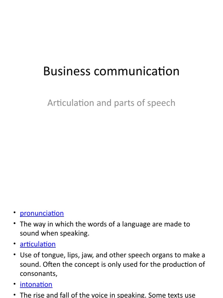 Business Communication: Articulation and Parts of Speech | PDF | Part ...