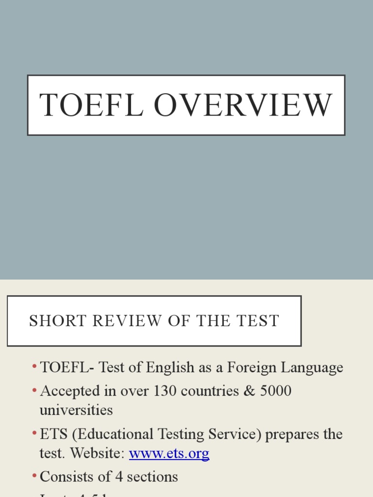 TOEFL Overview | PDF