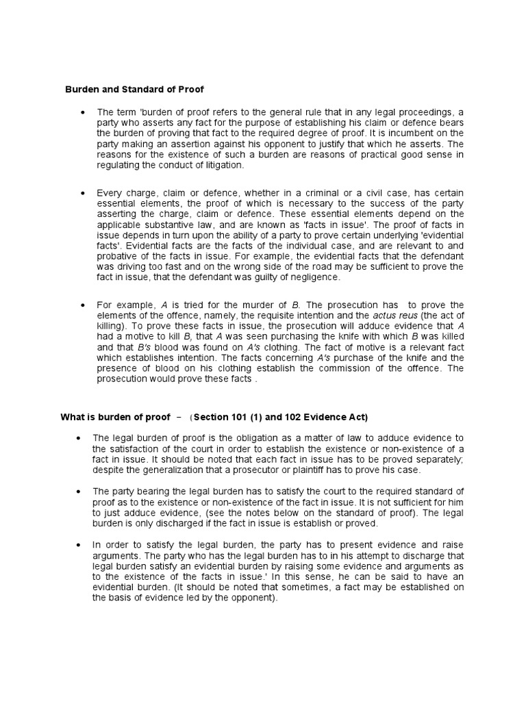 Burden and Standard of Proof (Revised) | PDF | Burden Of Proof (Law ...