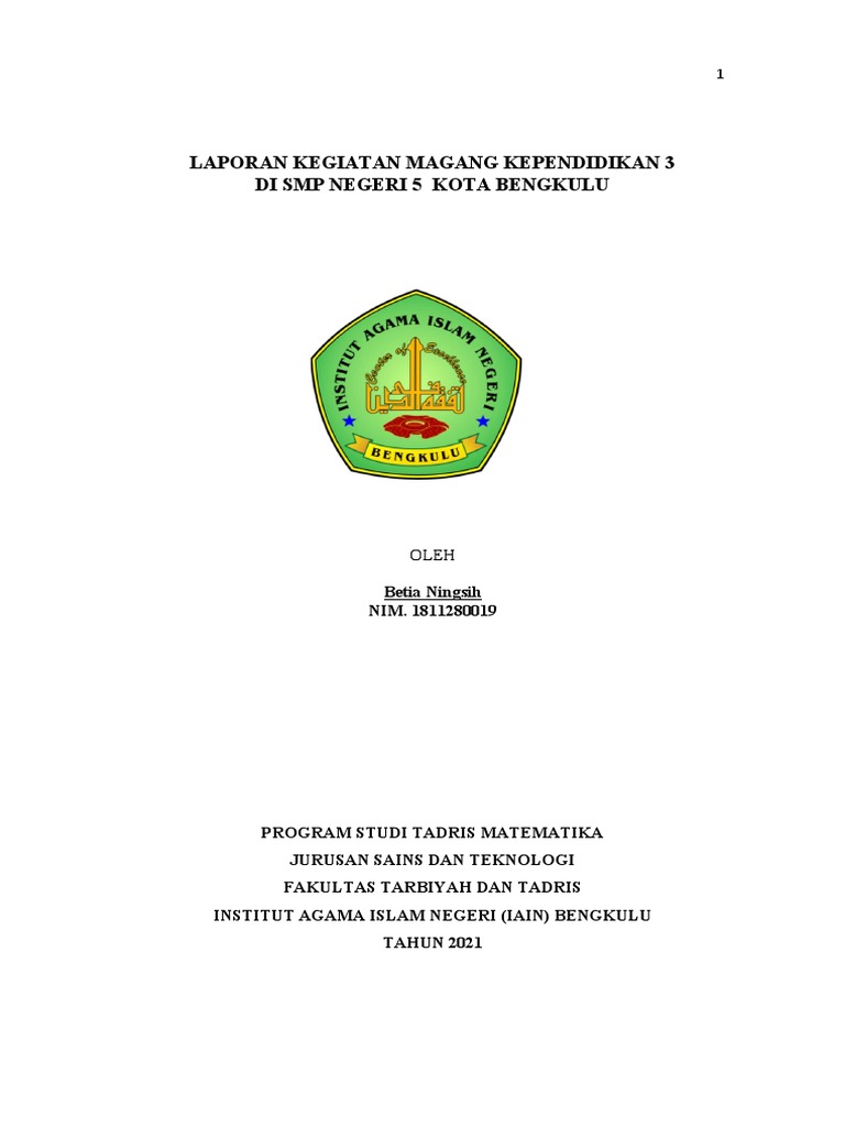 Laporan Magang di SMPN 5 Bengkulu | PDF | Karier & Perkembangan