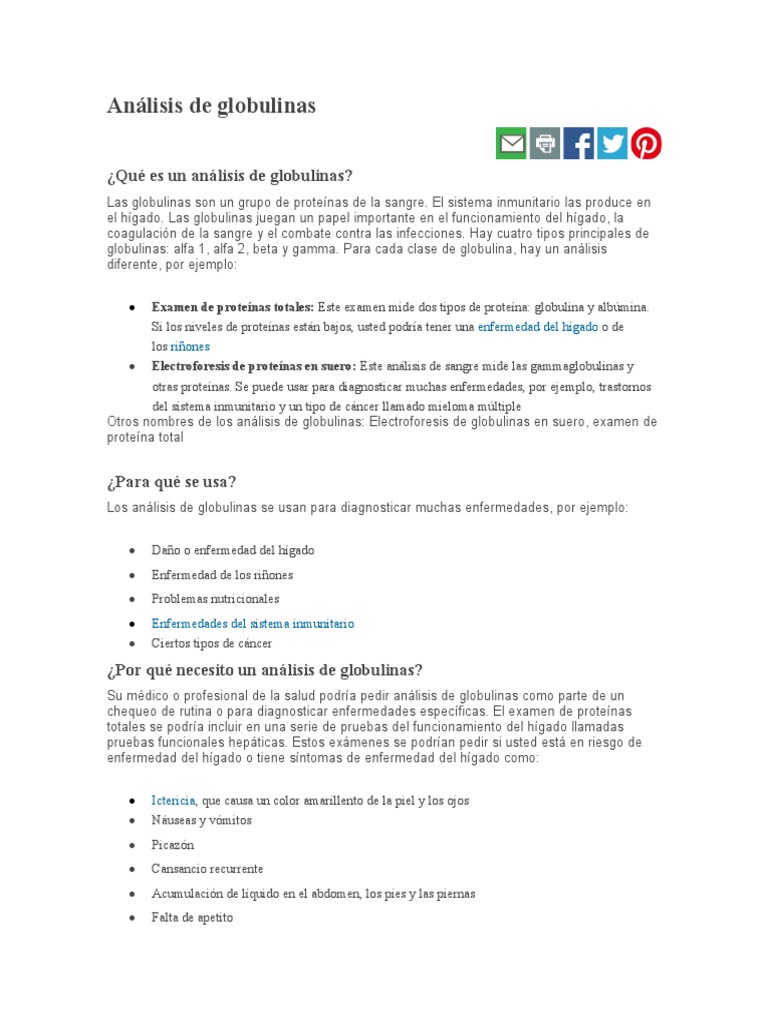 Análisis de Globulinas | PDF | Sangre | Edema