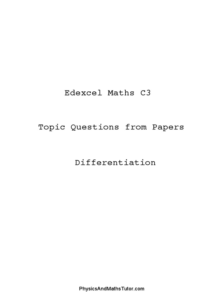 Edexcel Maths C3: Topic Questions From Papers | PDF | Tangent | Equations