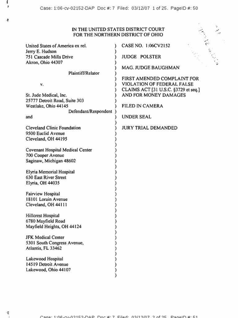 Amended Complaint | False Claims Act | Bribery