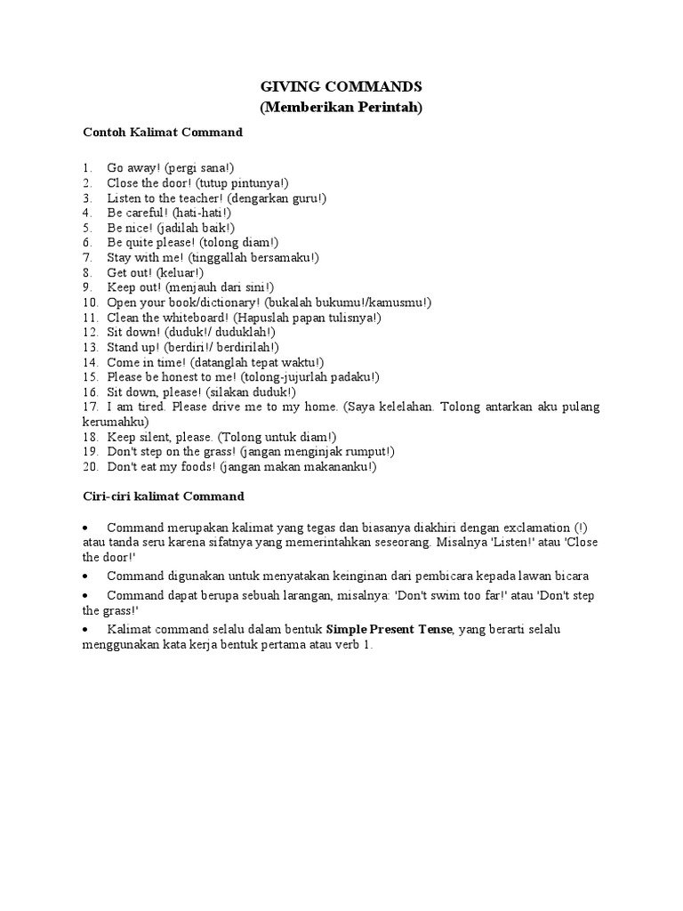 Giving Commands (Memberikan Perintah | PDF