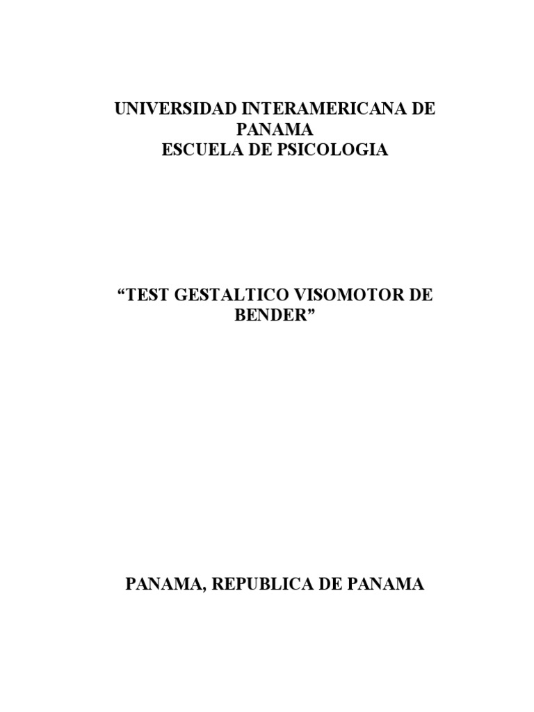 Test Gestaltico Visomotor de Bender Trabajo | PDF | Las emociones ...