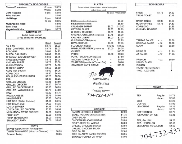 Specialty Side Orders Menu | PDF | Bread Dishes | Fast Food