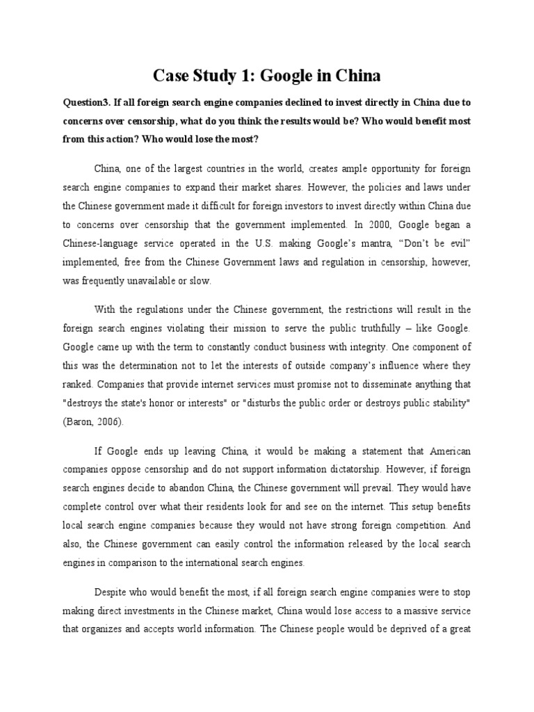 Q3 - Case Study 1 - Google in China | PDF | China | World Politics