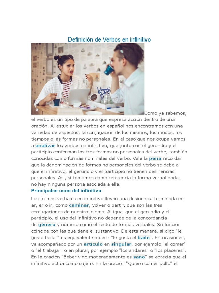 Verbos en Infinitivo: Definición y Usos | PDF | Verbo | Numero Gramatical