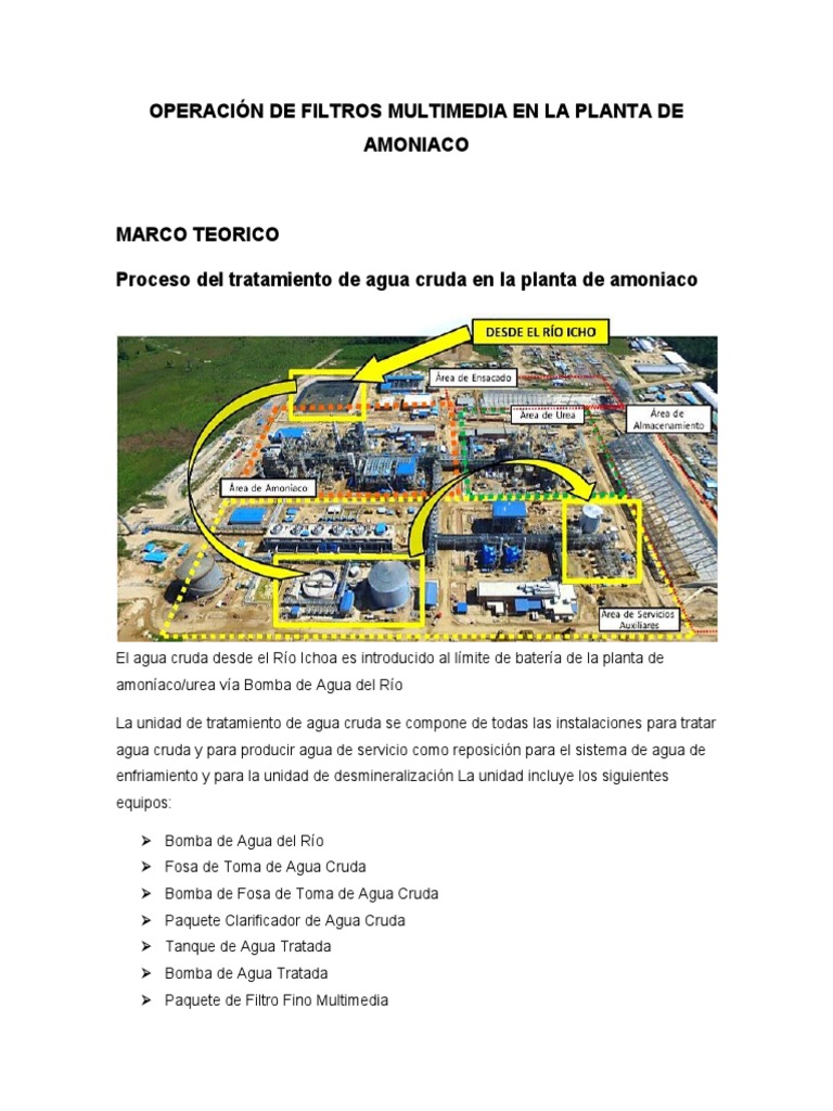 Operacion de Filtros Multimedia en La Planta de Amoniaco | PDF | Filtración | Agua