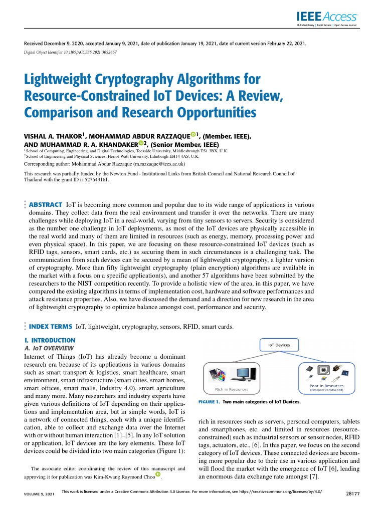 Lightweight Cryptography Algorithms For Resource-Constrained IoT ...