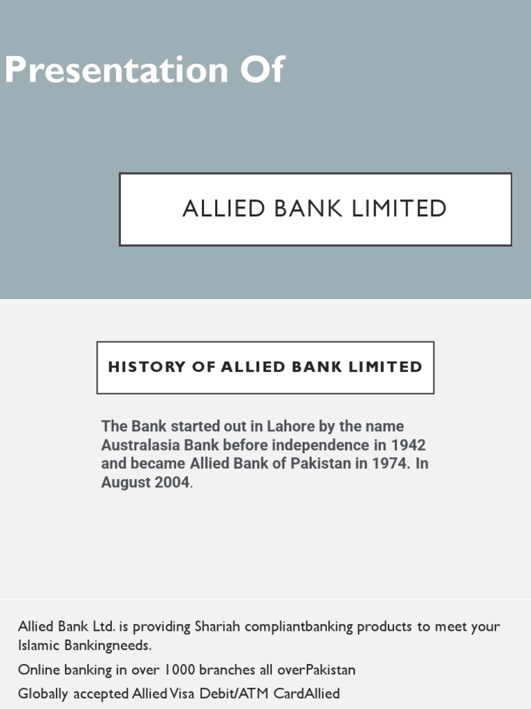 Presentation on Islamic Banking Products and Services Offered by Allied ...