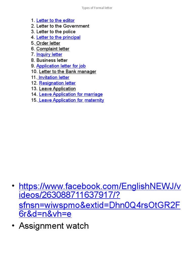 Types of Formal Letters Explained | PDF | Law