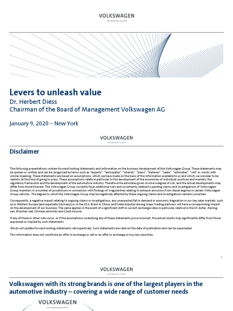 January 2020 VWAG Investor Roadshow | Download Free PDF | Volkswagen ...