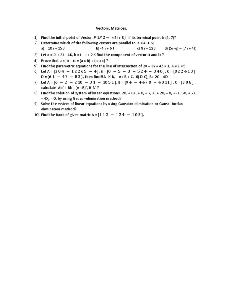 Vectors and Matrices | PDF
