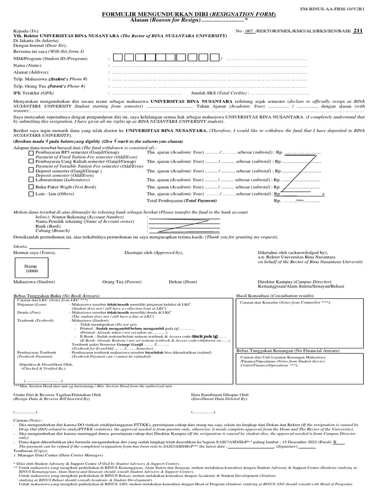 Formulir Mengundurkan Diri (Resignation Form) Alasan (Reason For Resign