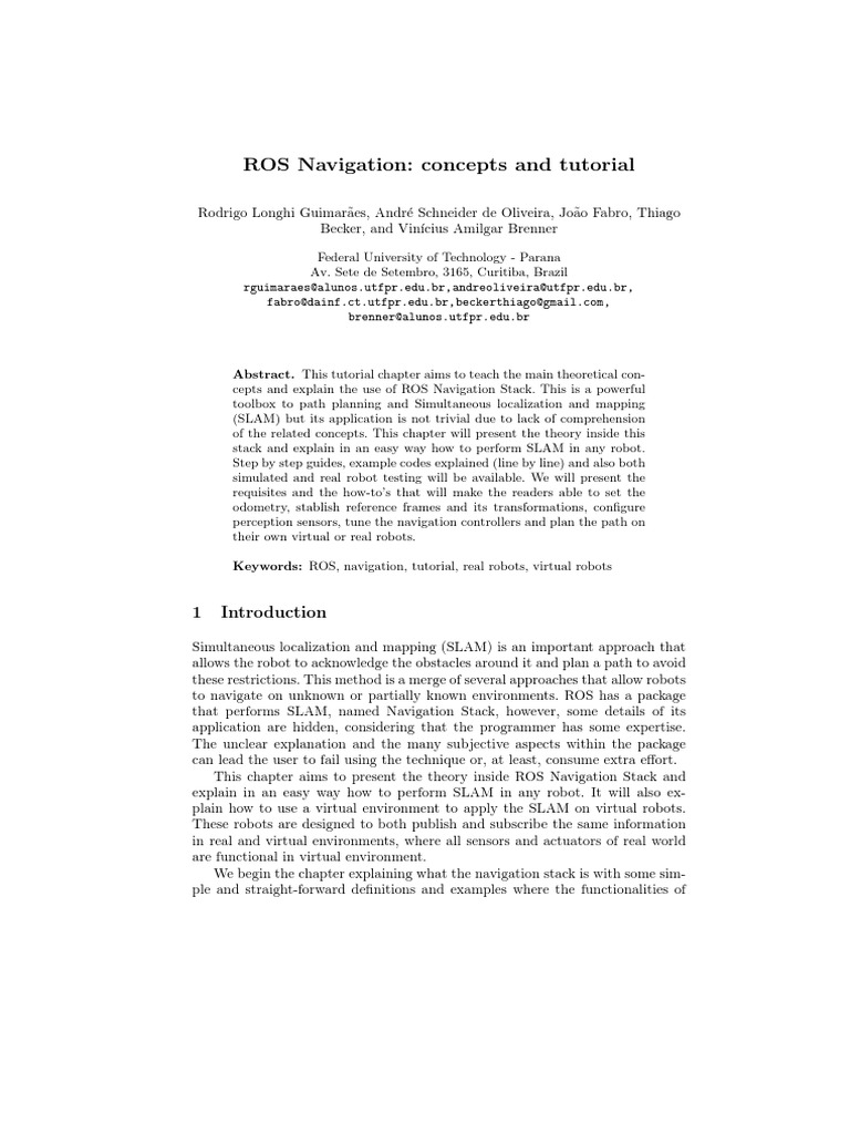 ROS Navigation Concepts and Tutorial | PDF | Electrical Connector | Robot