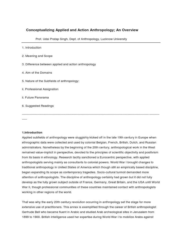 Applied and Action Anthropology | PDF | Anthropology | Science