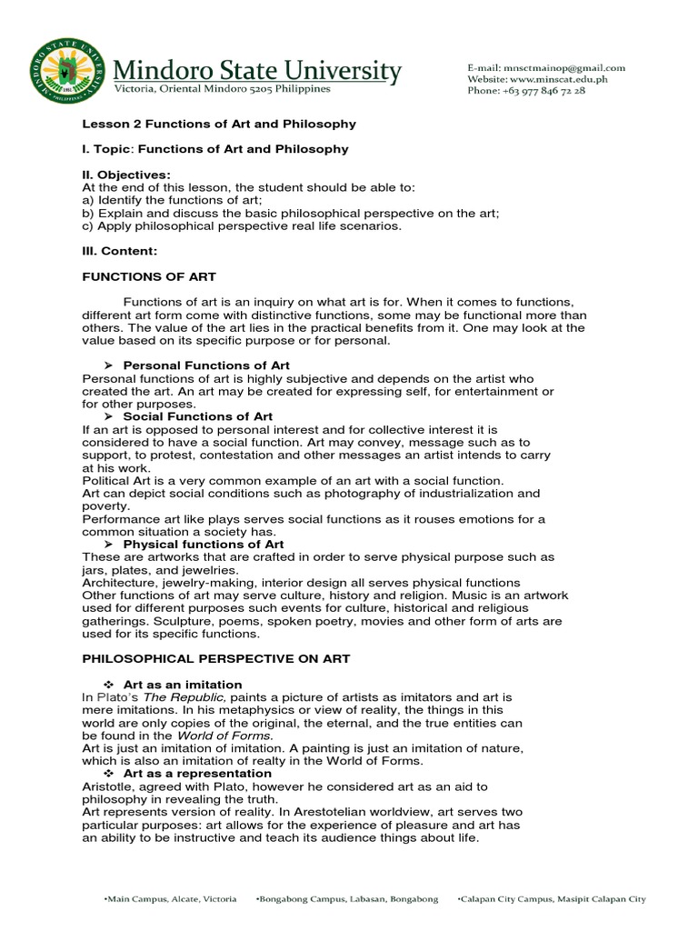 Functions and Philosophy of Art | PDF | Paintings | Still Life