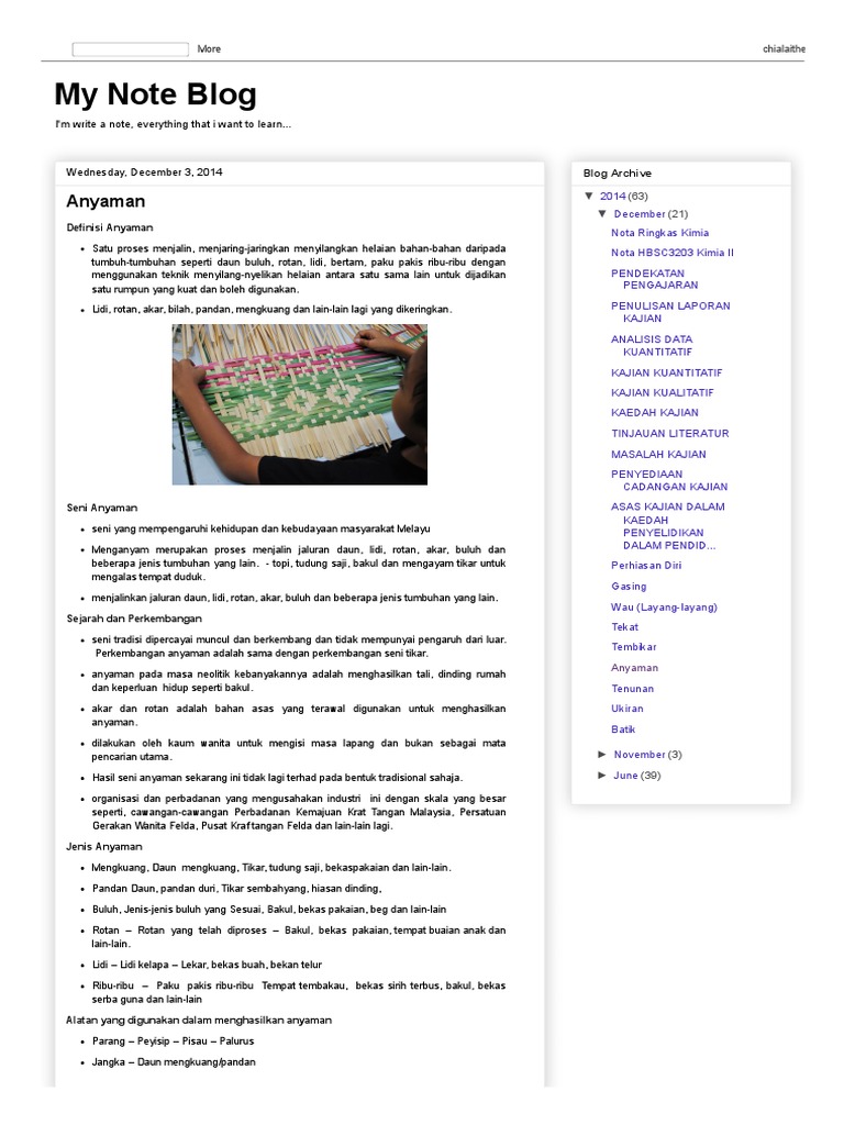 Seni Anyaman: Teknik dan Sejarah | PDF