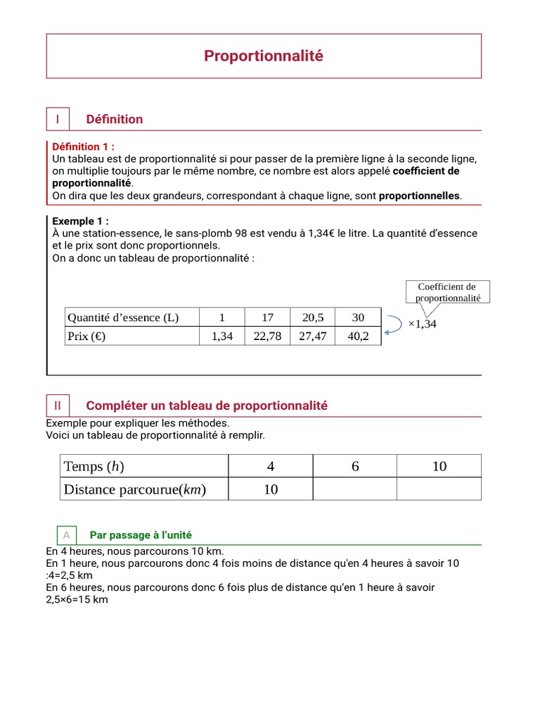 Proportionnalité en 5ème : Cours et Exemples | PDF | Pourcentage | Mathématiques