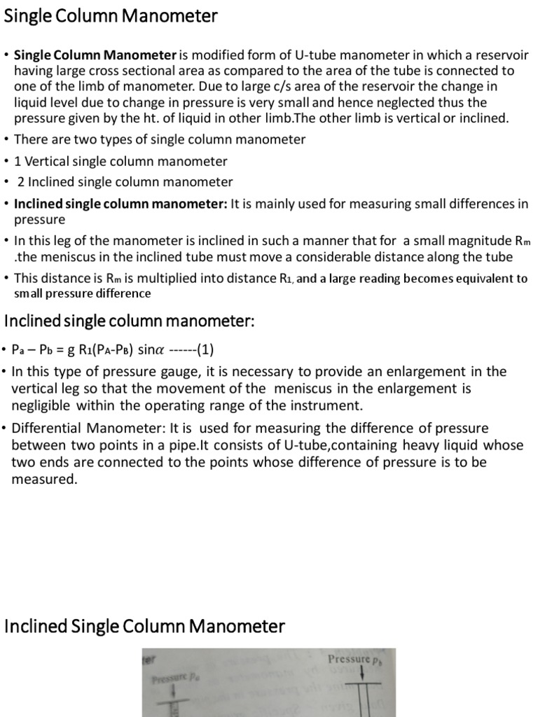 Single Column Manometer | PDF