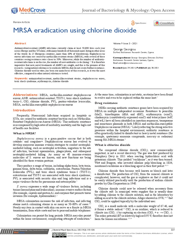 MRSA Eradication Using Chlorine Dioxide | PDF | Staphylococcus Aureus ...