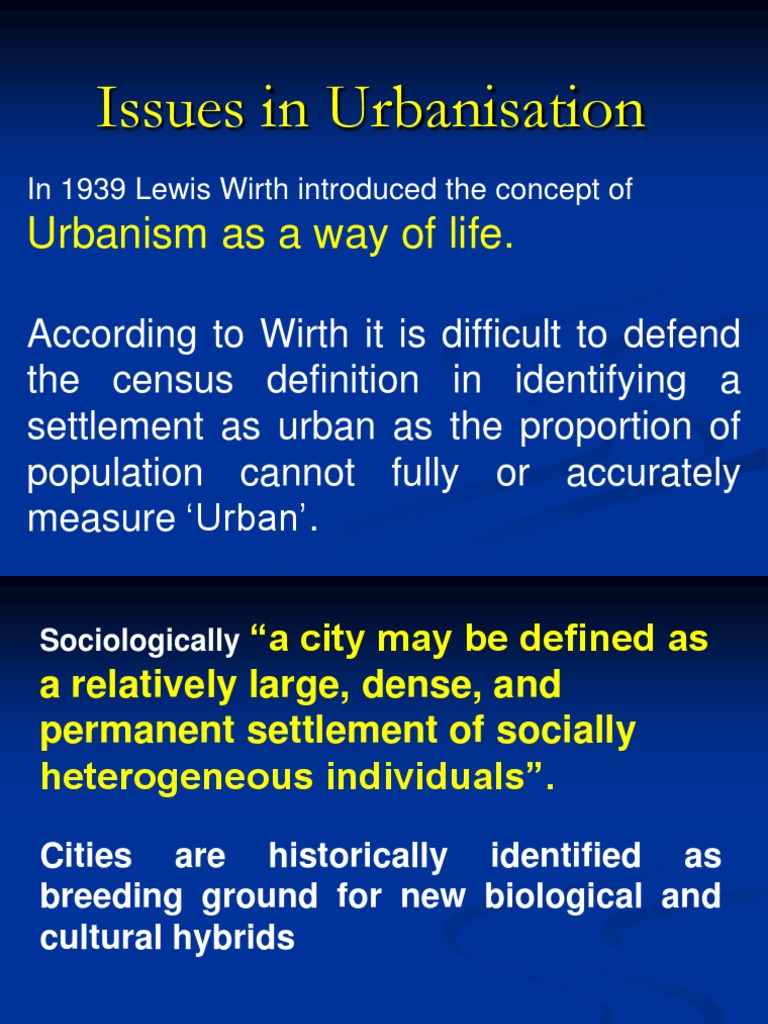Urbanism As Way of Life | PDF | Urbanization | Institution